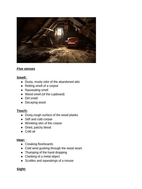 Sensory Descriptions Of A Haunted Attic Pdf