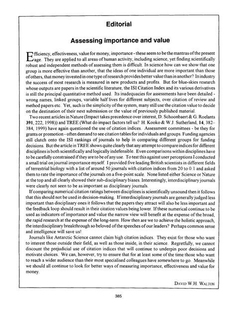 Pdf Assessing Importance And Value