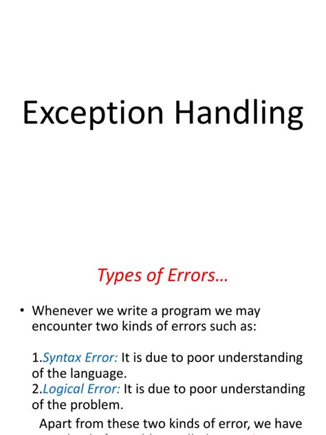 exception handling pdf control flow software engineering