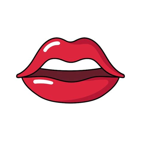 Premium Vector Lips Kiss Cartoon Style