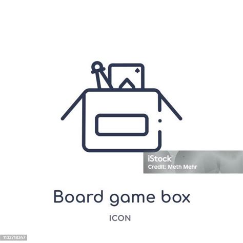 엔터테인먼트 개요 컬렉션에서 선형 보드 게임 상자 아이콘입니다 얇은 라인 보드 게임 상자 아이콘 흰색 배경에 고립입니다 보드 게임 상자 유행 그림 0명에 대한 스톡 벡터