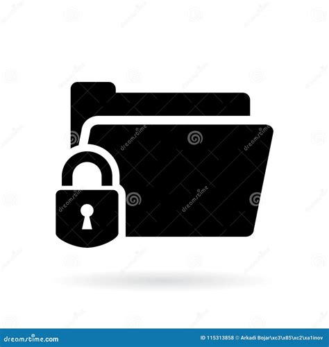 Computer Folder And Padlock Vector Icon Stock Vector Illustration Of Icon Folder 115313858