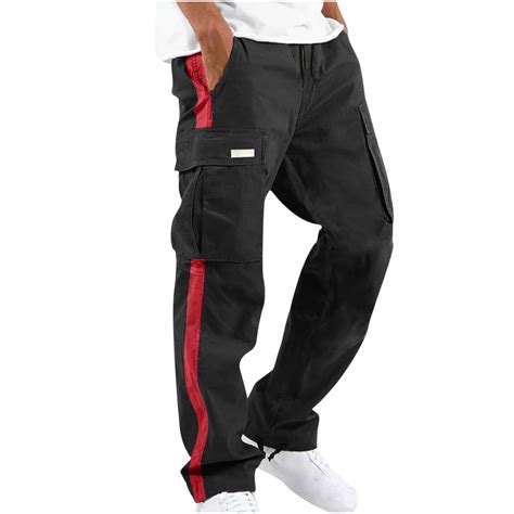 Hbyjlzyg Cargo Pants For Men Drawstring Multiple Pockets Straight Fit
