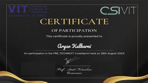 Aryan Kulkarni On Linkedin Codesprint Csivit