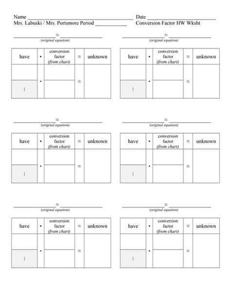Unit 7 Lesson 8 B Conversion Factor Hw Sheet Doc