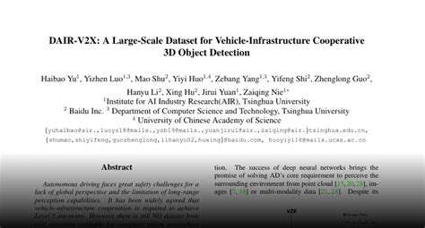 Paper Page Dair V2x A Large Scale Dataset For Vehicle Infrastructure