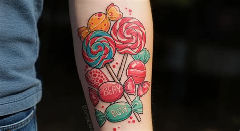 24 Sweet Candy Tattoo Designs That Brighten Your Festive Look