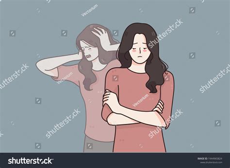 Schizophrenia Mental Disorder Concept Portrait Young Stock Vector