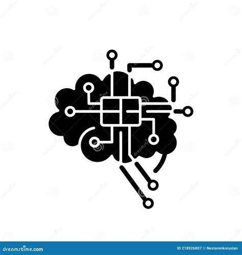 Brain Microcircuit Black Glyph Icon Stock Vector Illustration Of