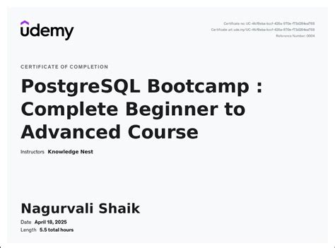 Postgresql Sql Database Learningjourney Udemy Backenddevelopment Nagurvali Shaik