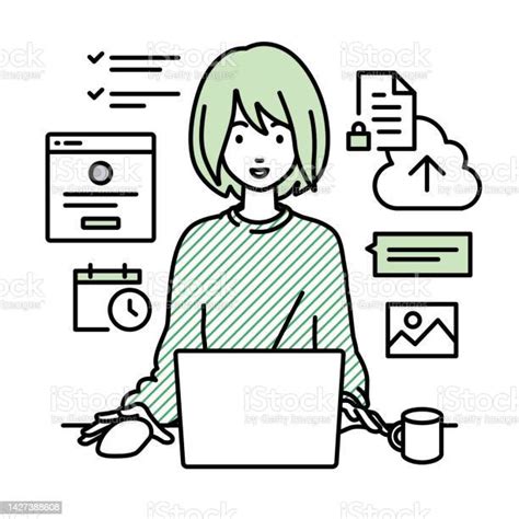 웹 사이트 탐색 클라우드에서 파일 공유 예약 프로젝트 관리 작업 구성 머그잔으로 팀과 의사 소통을 위해 랩톱 컴퓨터를 사용하는