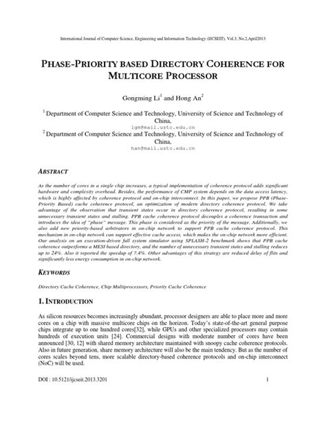 Phase Priority Based Directory Coherence For Multicore Processor Pdf