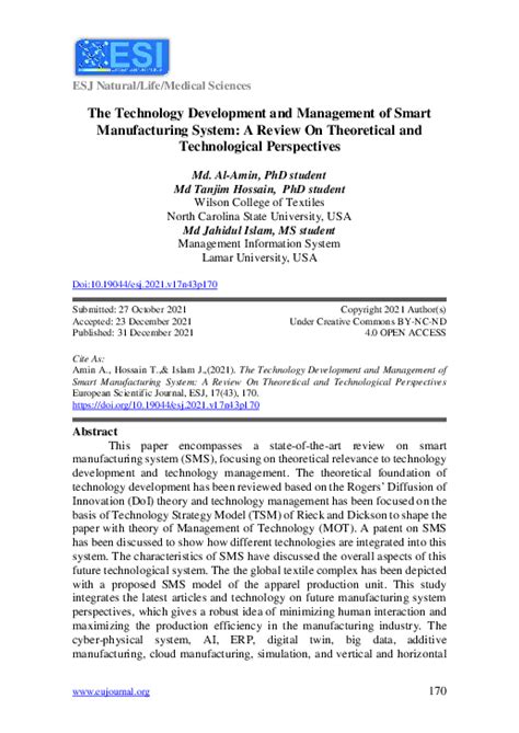 Pdf Advancing Smart Manufacturing A Review