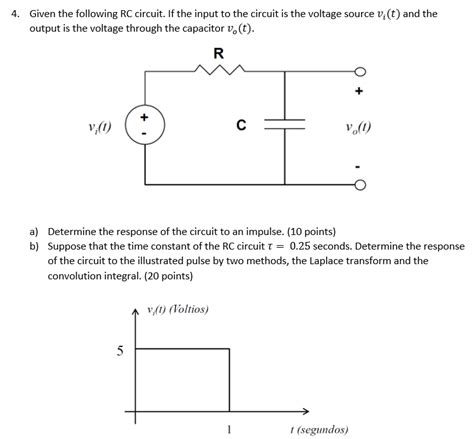 Solved Given The Following Rc Circuit If The Input To The