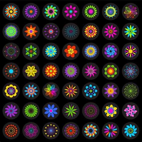 Psychedelic Flowers Vector Free Download
