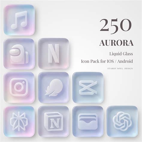 Aurora Liquid Glass App Icons For Ios And Android 3d Glassmorphism