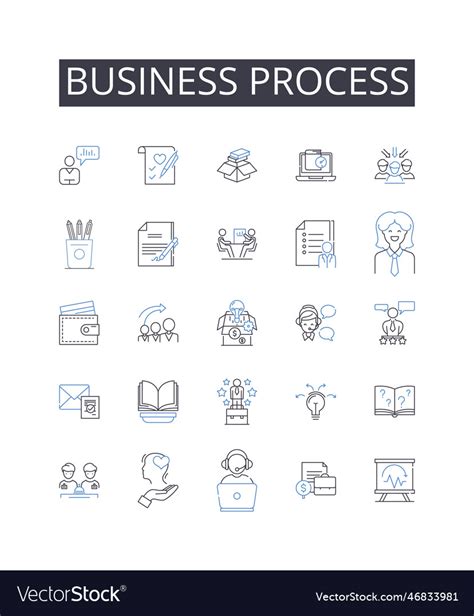 Business Process Line Icons Collection Production Vector Image