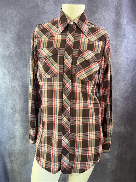 Vintage Lee 70s Western Shirt With Pearl Buttons Size Ml Etsy
