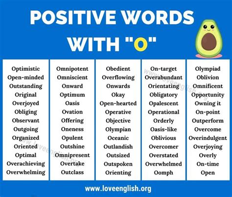 140 Positive Words That Start With O