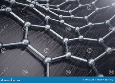3d Rendering Abstract Nanotechnology Hexagonal Geometric Form Close Up Graphene Atomic