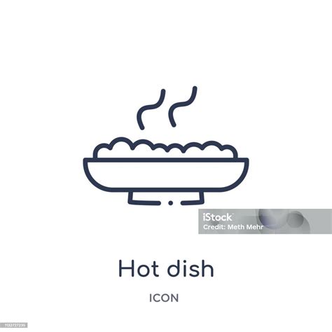패스트 푸드 개요 컬렉션에서 선형 뜨거운 요리 아이콘입니다 얇은 라인 뜨거운 접시 벡터 흰색 배경에 고립입니다 뜨거운 접시 유행 그림 고기에 대한 스톡 벡터 아트 및 기타