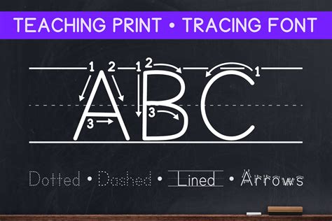 Teaching Print Letter Tracing Font MasterBundles