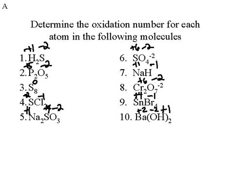 A Determine The Oxidation Number For Each Atom