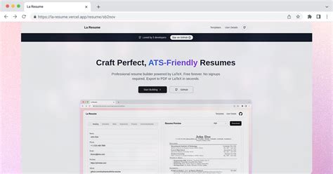 Github Shubhamku044la Resume La Resume Is A Free And Ats Friendly Resume Builder Powered By