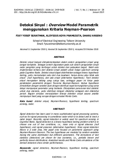 pdf deteksi sinyal overview model parametrik menggunakan kriteria