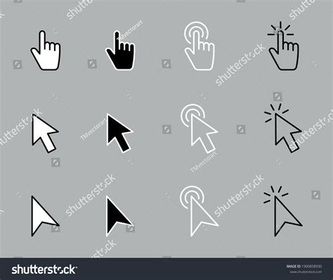 Pointer Click Icon Set Hand Cursor Stock Vector Royalty Free Shutterstock