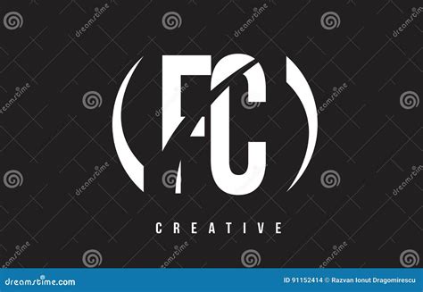 FC F C White Letter Logo Design With Black Background Stock Vector Illustration Of Font Sign