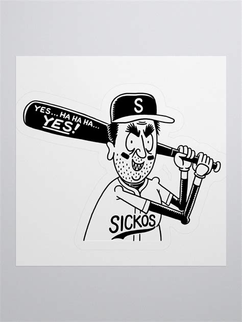 Sickos Baseball Character Sticker 3 Sizes The Sickos Committee