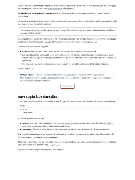 Instruções Condicionais Em Python Python Real Pdf Python