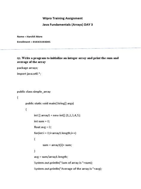 Wipro Training Assignment Day 3 Pdf Integer Computer Science