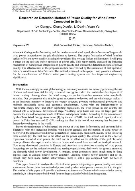 Research On Detection Method Of Power Quality For Wind Power Connected