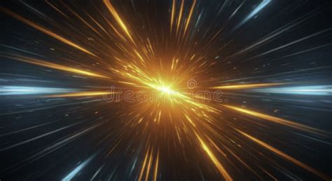 Golden Light Rays Exploding From Center Abstract Background Stock