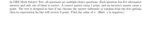 Solved In Gre Math Subject Test All Questions Are
