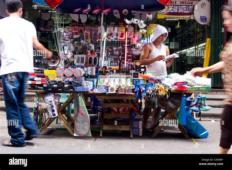 Asian Street Vendor Selling Many Products On A Stall Philippines