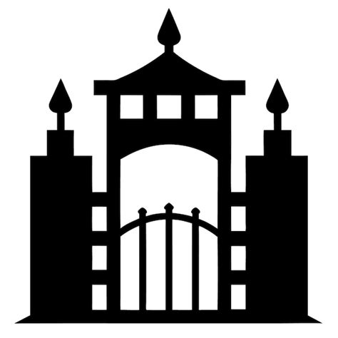 문의 실루 일러스트레이션 흑백 터 프리미엄 Ai 생성 벡터