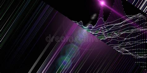Abstract Background With Wireframe Screen With Blurred Lines On Black Visual Presentation Of