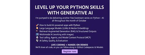 Level Up Your Python Game With Generative Ai Free Livestream Series This October Microsoft
