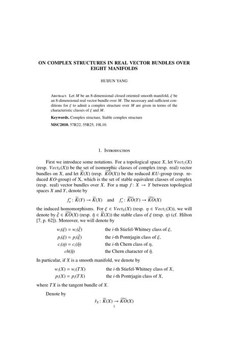 Pdf Complex Structures In Real Vector Bundles Over 8 Manifolds