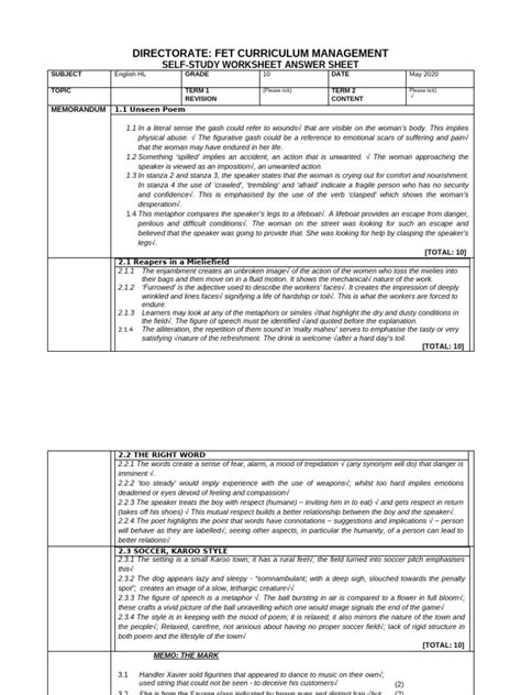 C Englilsh Hl Grade 10 Worksheet On P2 Answers Pdf