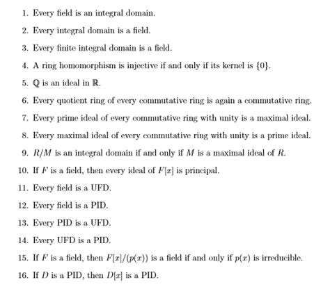 solved 1 every field is an integral domain 2 every