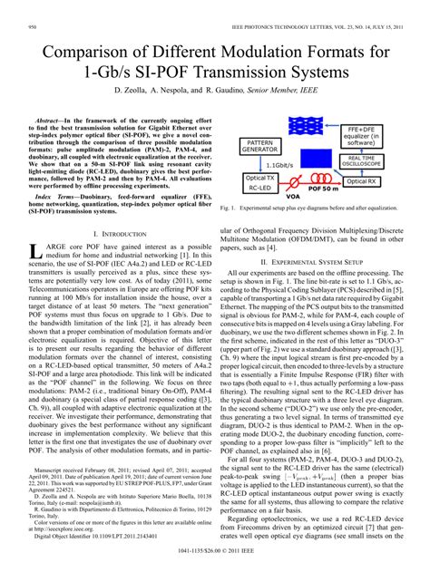 Pdf Comparison Of Different Modulation Formats For 1 Gbs Si Pof