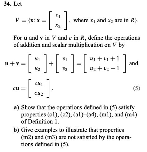 Solved A Set Of Elements V Is Said To Be A Vector Space Over