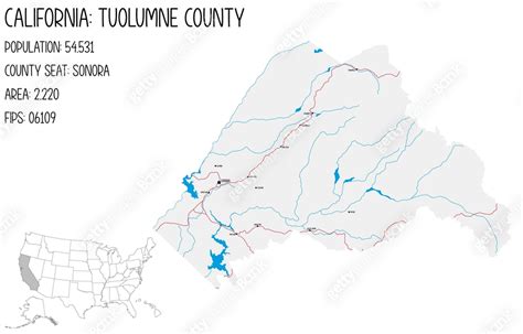 Large And Detailed Map Of Tuolumne County In California Usa 이미지