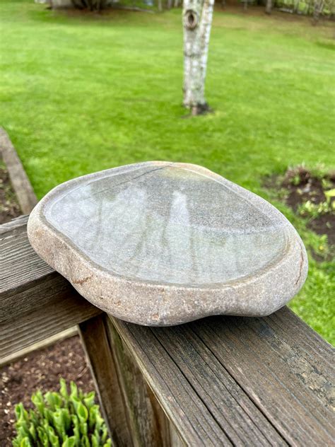 Handmade River Stone Bird Bath For Balcony Patio Garden Or Yard
