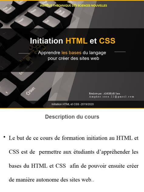 Initiation Html Css Pdf Html Langage De Balisage