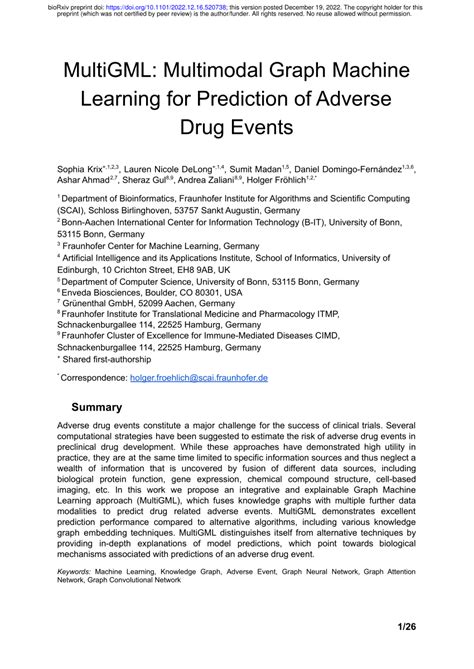 Pdf Multigml Multimodal Graph Machine Learning For Prediction Of